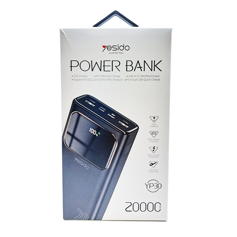 پاور بانک yesido مدل yp30 ظرفیت 20000 میلی آمپر – سهیل تکنیک